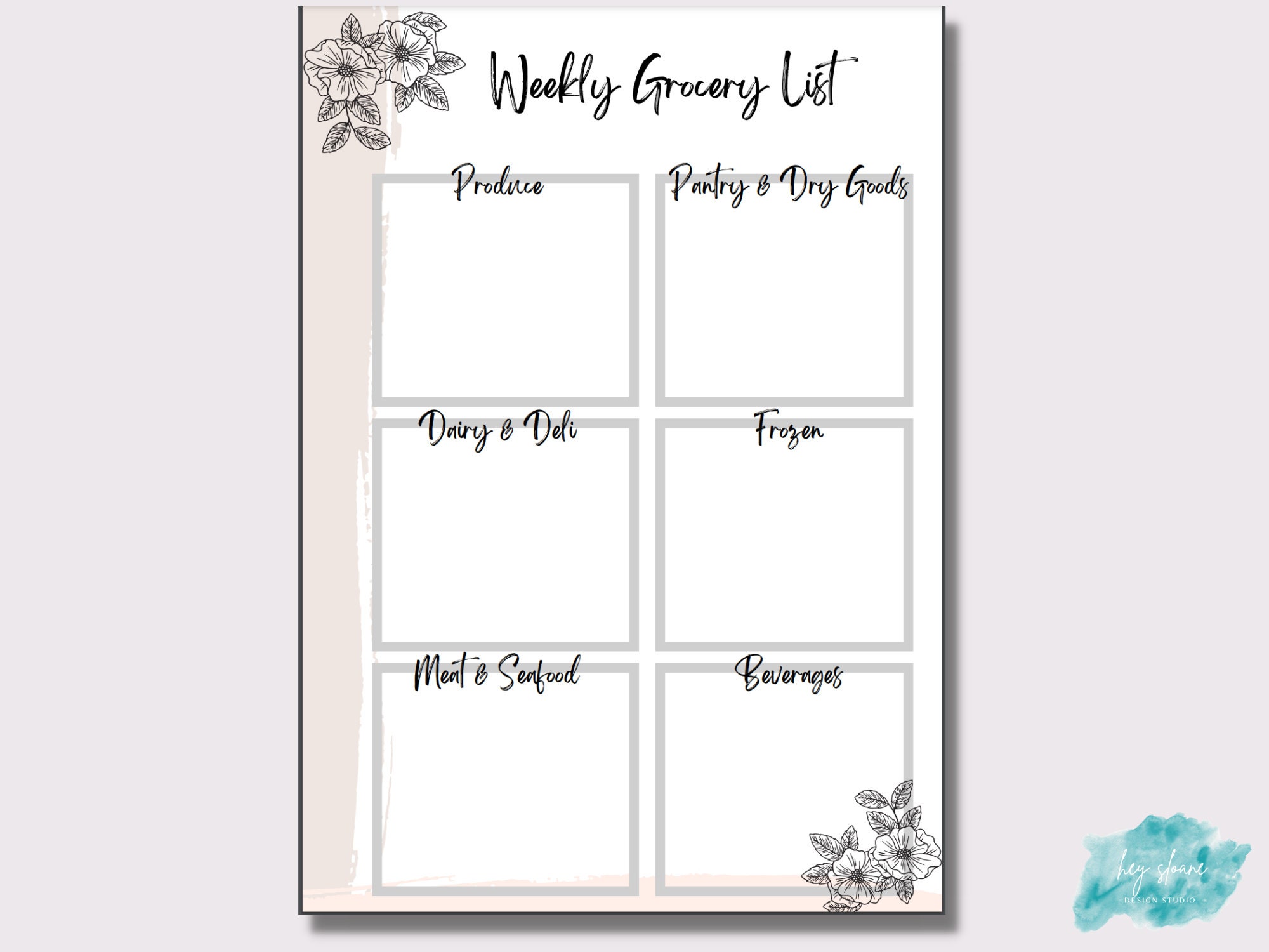 INSTANT DOWNLOAD Weekly Meal Planner Printable, Grocery List Template ...