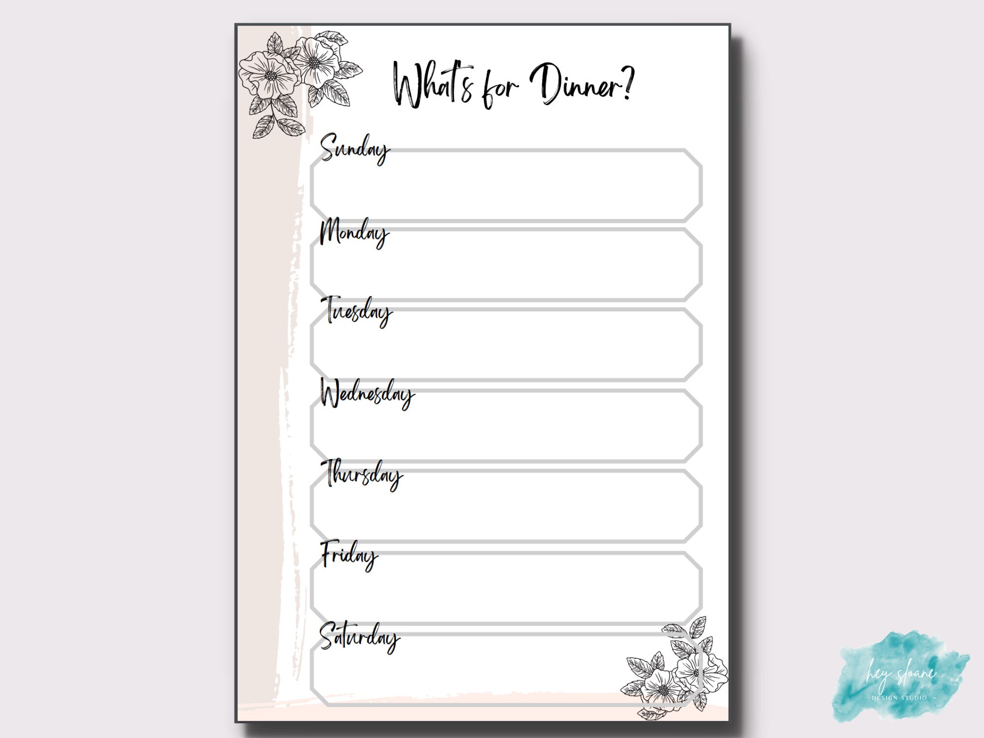INSTANT DOWNLOAD Weekly Meal Planner Printable, Grocery List Template ...