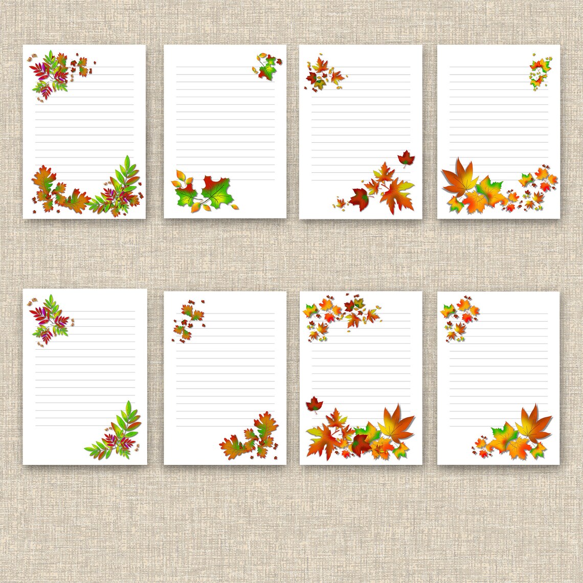 Printable Stationery Set of 16 Lined and Unlined Sheets Paper - Etsy