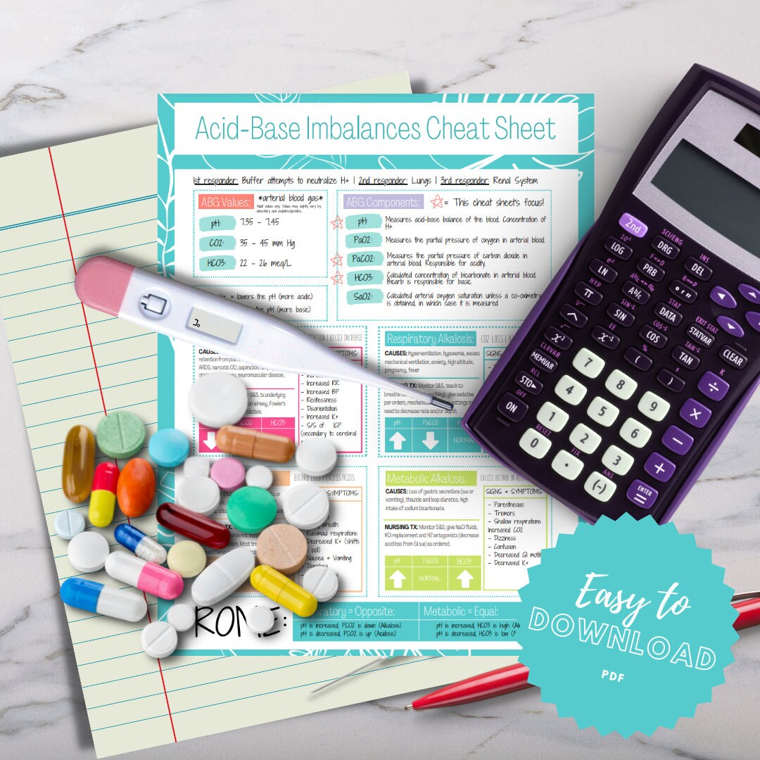 Acid-base Imbalance Cheat Sheet! Made by a Nursing Student FOR Nursing ...