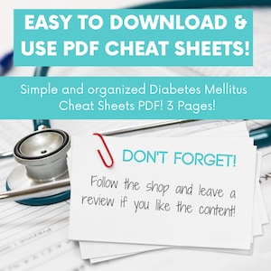 Diabetes Mellitus 3 Page Downloaded Cheat Sheets! Made by a Nurse FOR ...