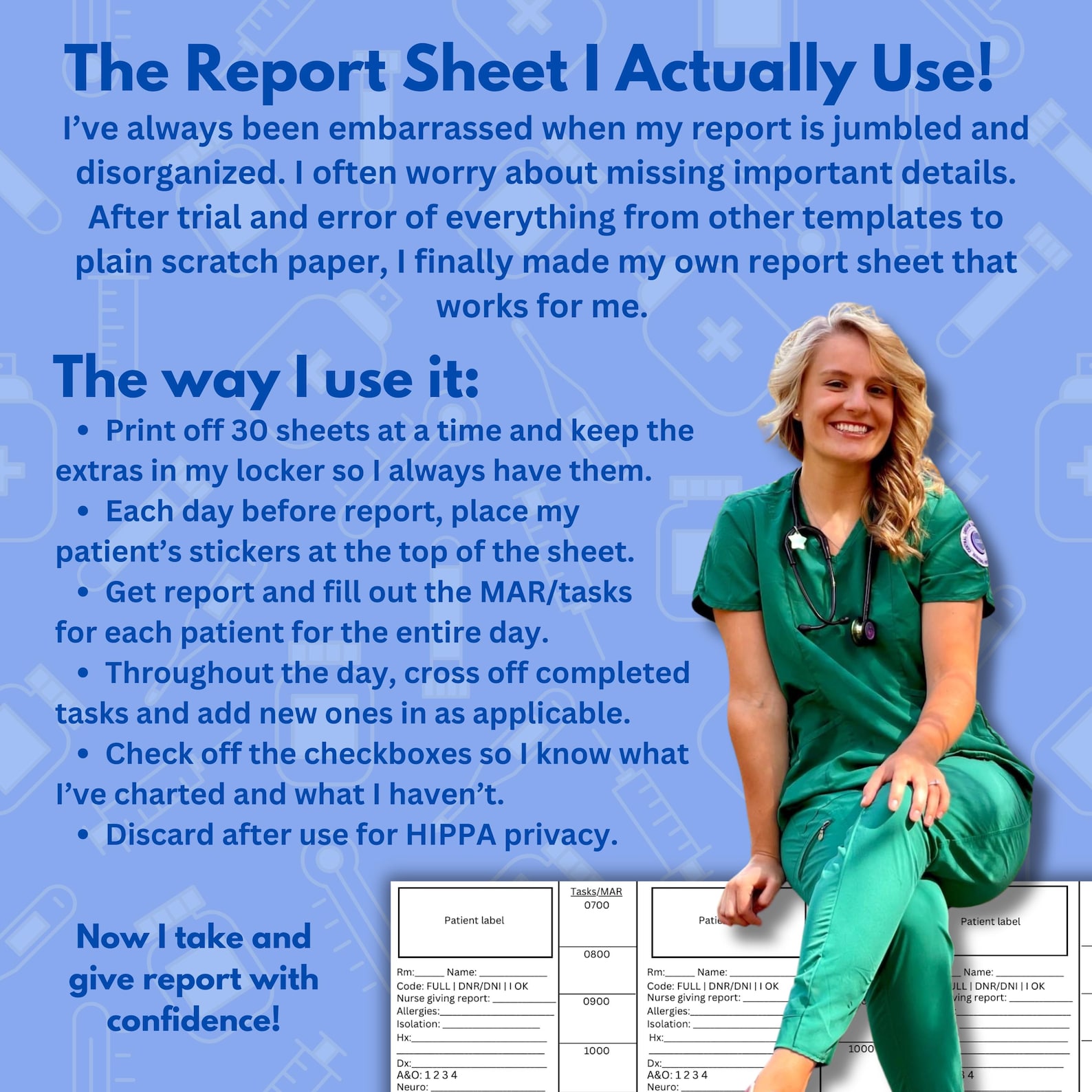 3 Patient Report Sheet With Mar/task Schedule Downloadable PDF for ...