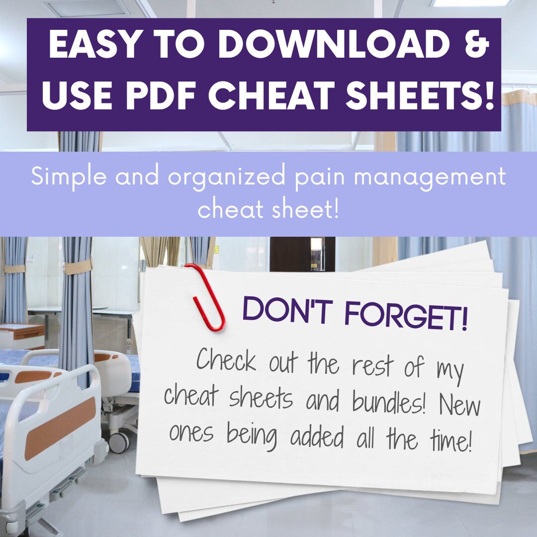 Pain Management Cheat Sheet PDF for Nursing Students Made by a Nursing ...