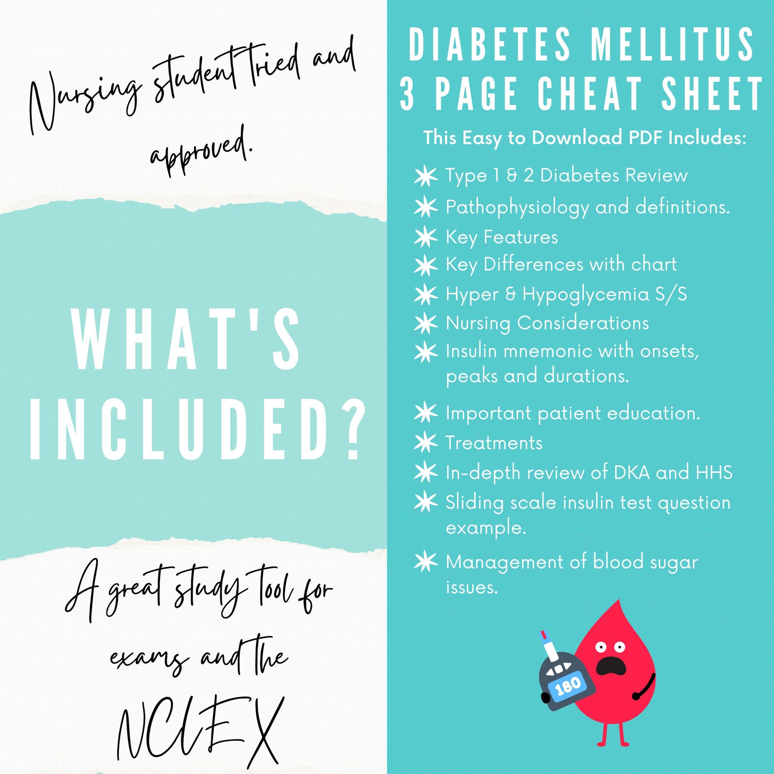 Diabetes Mellitus 3 Page Downloaded Cheat Sheets! Made by a Nurse FOR ...