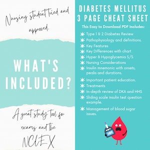 Diabetes Mellitus 3 Page Downloaded Cheat Sheets! Made by a Nurse FOR ...
