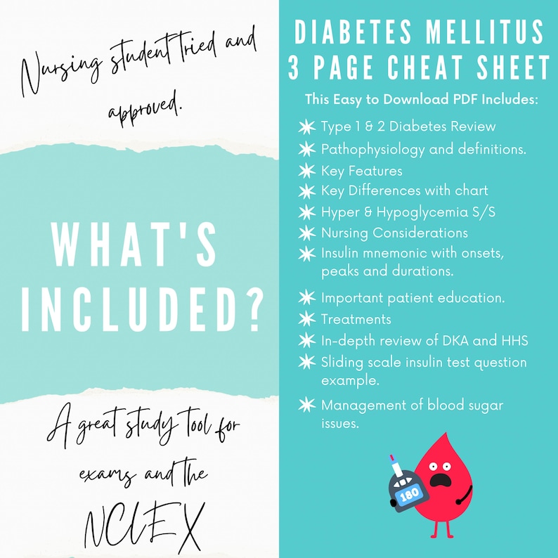 Diabetes Mellitus 3 Page Downloaded Cheat Sheets! Made by a Nurse FOR ...