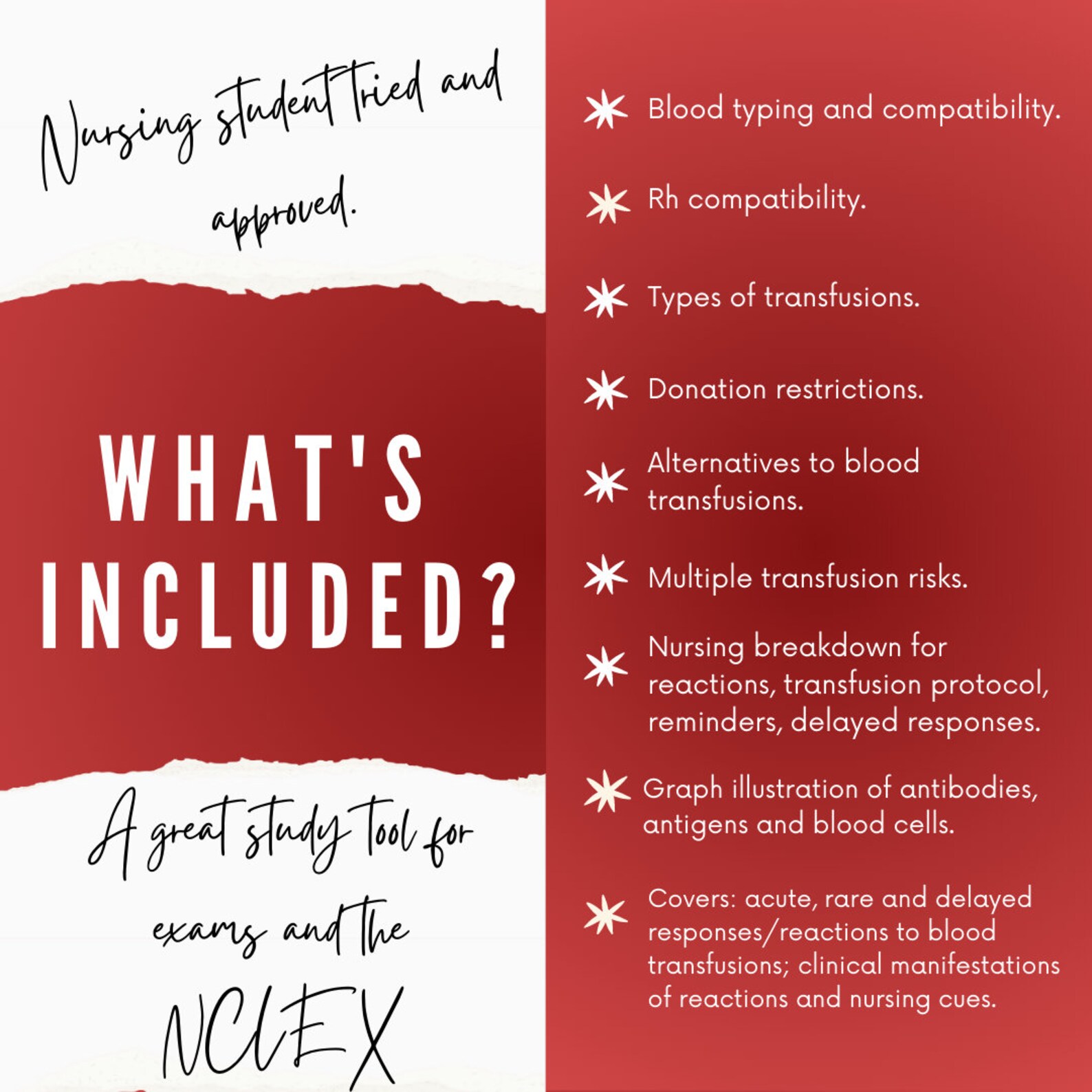 Blood Products Cheat Sheet PDF for Nursing Students! Made by a Nursing ...