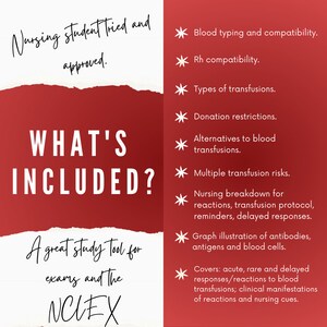 Blood Products Cheat Sheet PDF for Nursing Students! Made by a Nursing ...