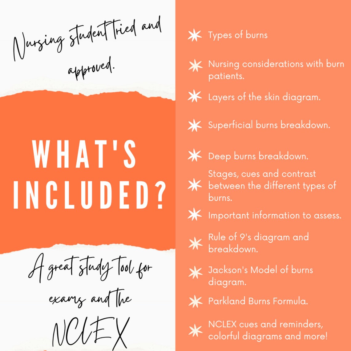 Burns Cheat Sheet PDF! Made for Nursing Students BY a Nursing Student ...