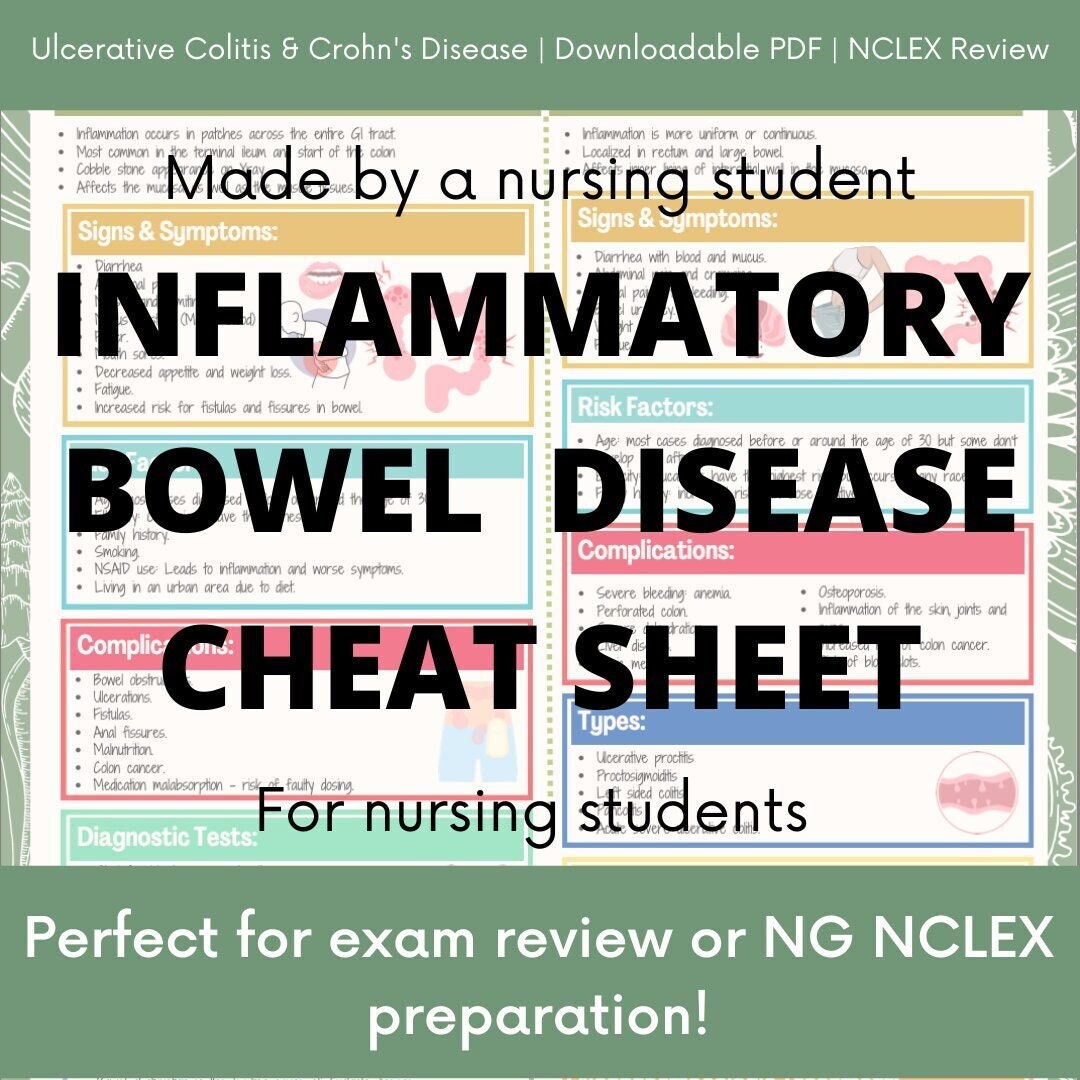 Inflammatory Bowel Disease Cheat Sheet PDF for Nursing Students Made by ...