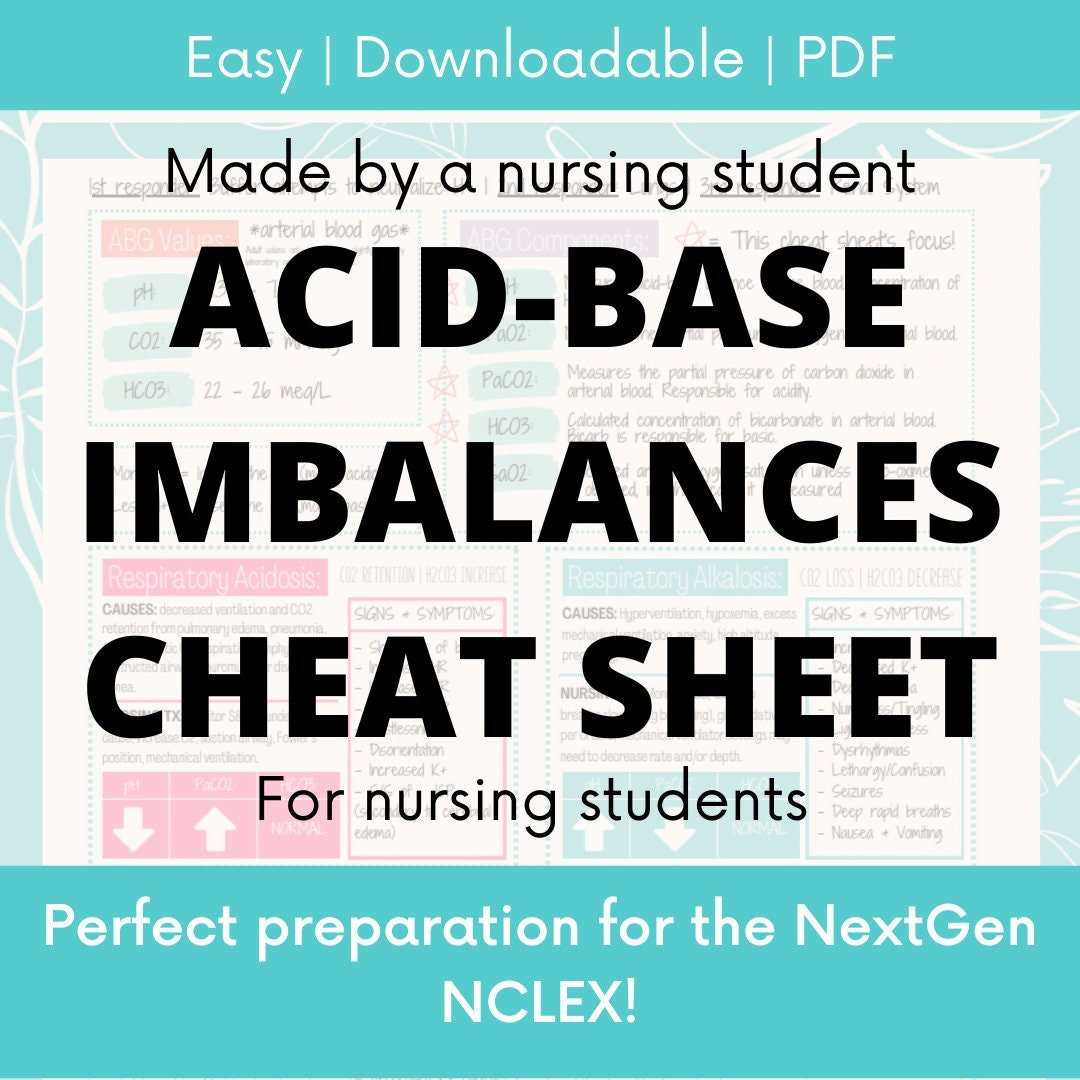 Acid-base Imbalance Cheat Sheet Made by a Nursing Student FOR Nursing ...