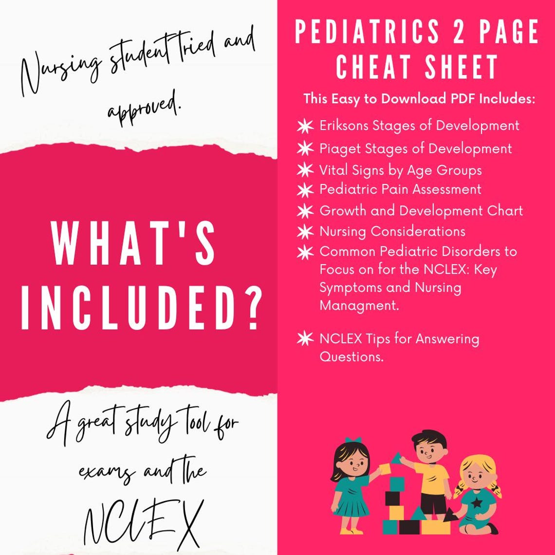 Pediatrics 2 Page Cheat Sheet PDF for Nursing Students! Made BY a Nurse ...