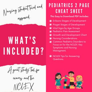 Pediatrics 2 Page Cheat Sheet PDF for Nursing Students! Made BY a Nurse! - Etsy