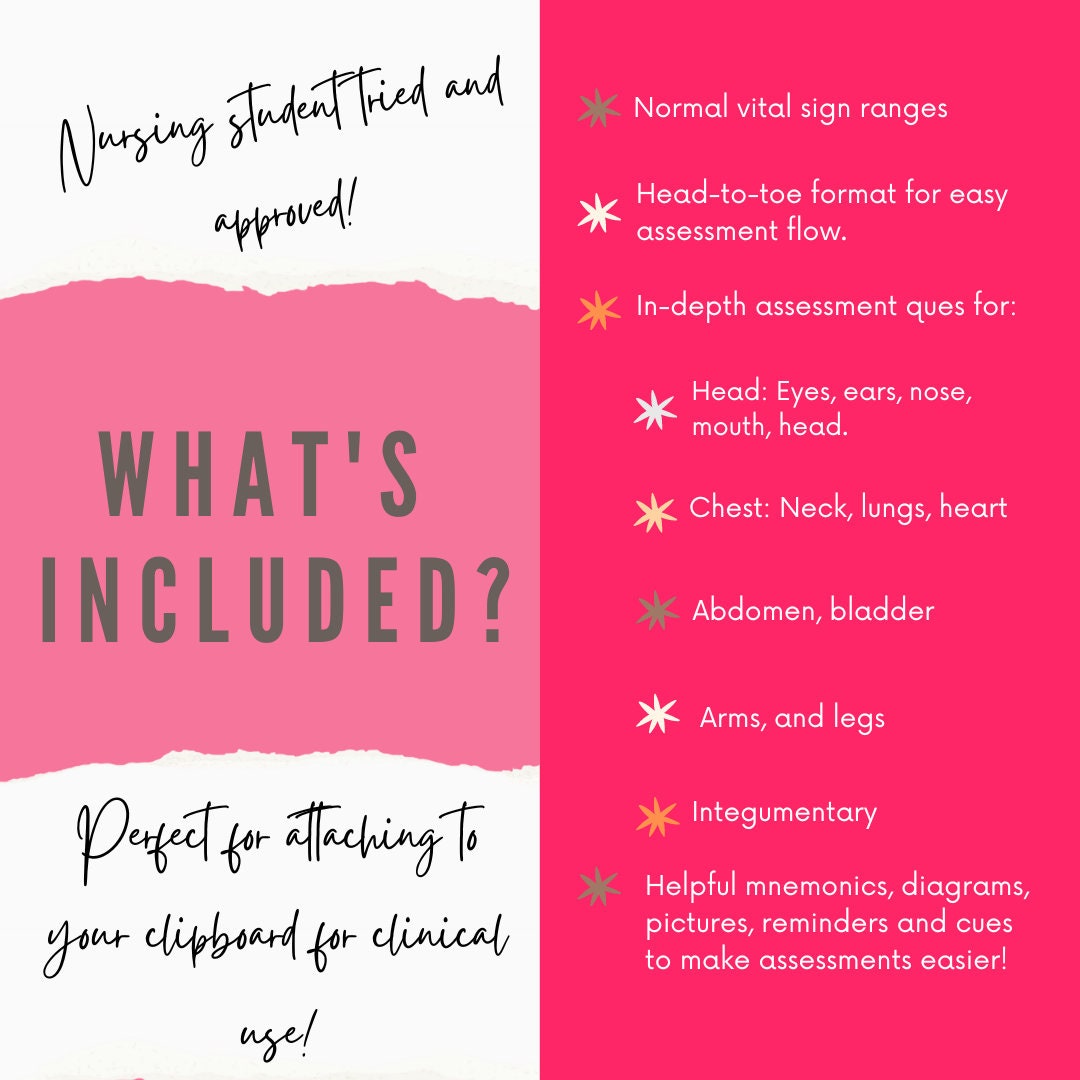 Adult Assessment Cheat Sheet for Nursing Students! Made by a Nursing ...