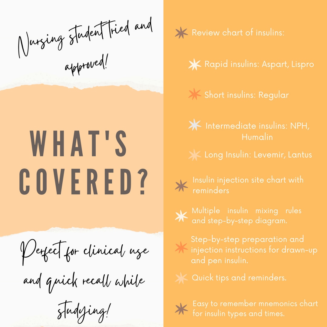 Insulin Cheat Sheet for Nursing Students! Made by a Nursing Student! - Etsy