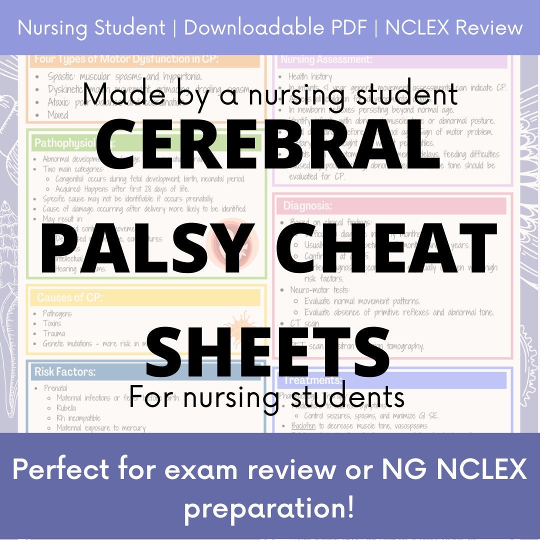 Cerebral Palsy Cheat Sheet PDF Made for Nursing Students BY a Nursing ...