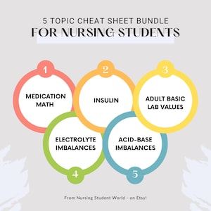 Nursing School 5 Cheat Sheets Bundle! Made by a Nursing Student! - Etsy
