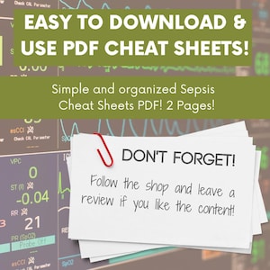 Sepsis 2 Page Cheat Sheets PDF! Made for Nursing Students BY a Nursing ...