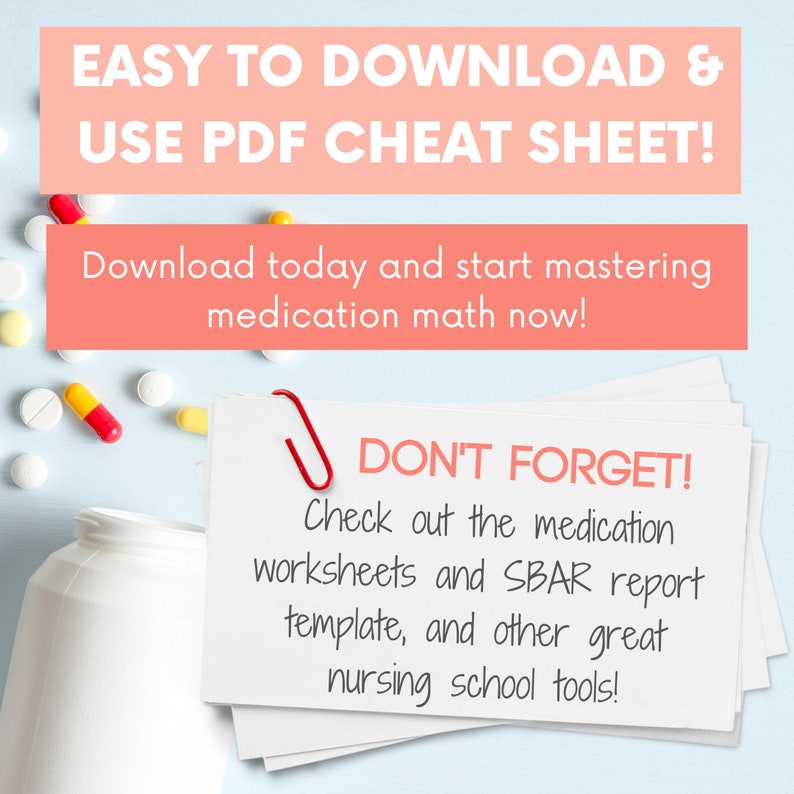 Medication Math Cheat Sheet for Nursing Students - Etsy Medication Math Cheat Sheet for Nursing Students - Etsy