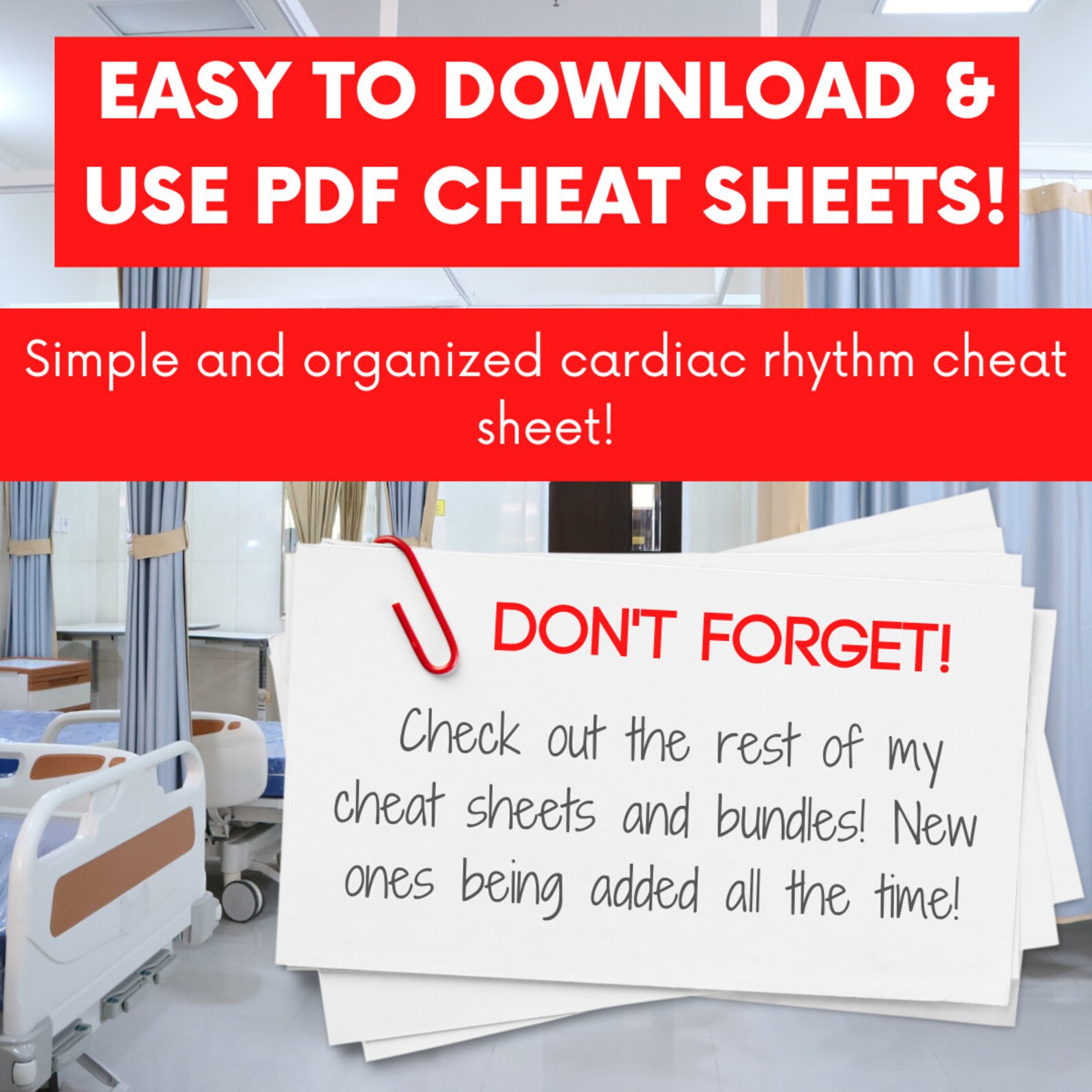 Cardiac Rhythms Cheat Sheet PDF! Made for Nursing Students BY a Nursing ...
