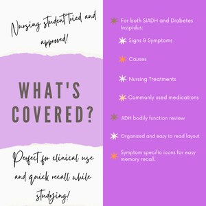SIADH and DI Cheat Sheet for Nursing Students! Made by a Nursing ...