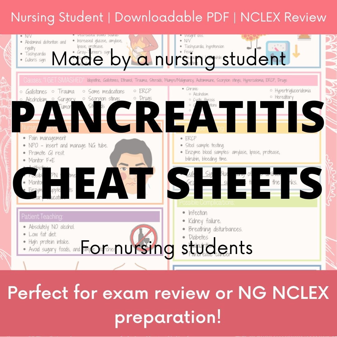 Pancreatitis Cheat Sheet PDF Made for Nursing Students by a Nursing ...