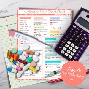 Medication Math Cheat Sheet for Nursing Students - Etsy
