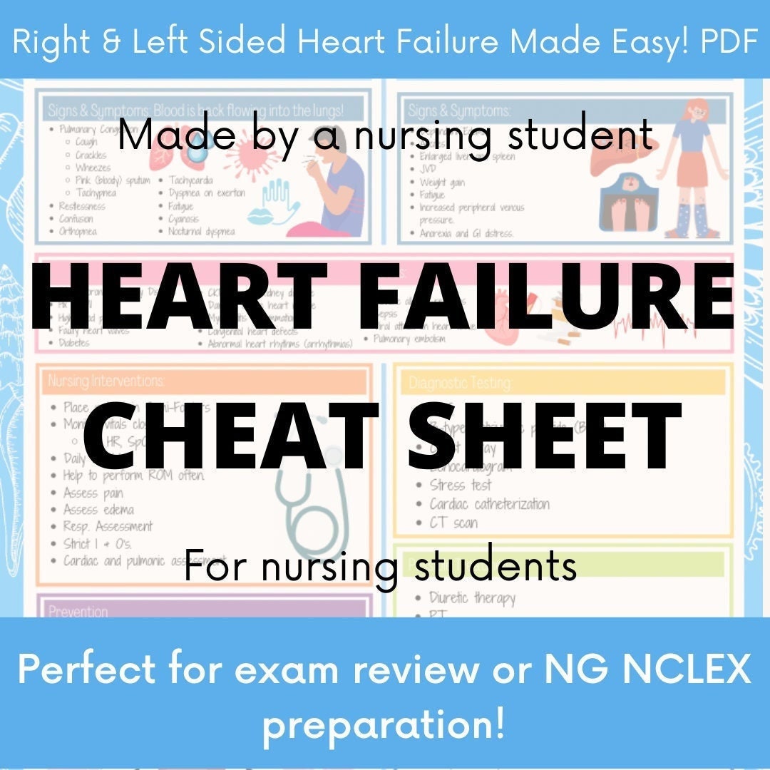 Heart Failure Cheat Sheet for Nursing Students Made by a Nursing ...