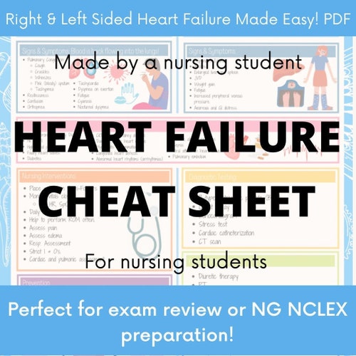 Heart Failure Cheat Sheet for Nursing Students Made by a - Etsy