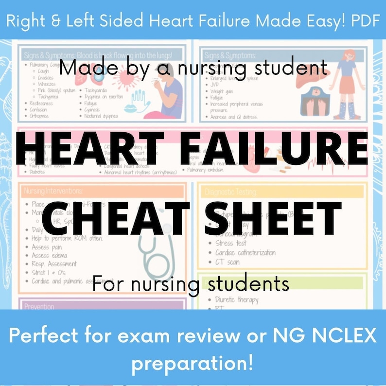 Heart Failure Cheat Sheet for Nursing Students Made by a Nursing ... Heart Failure Cheat Sheet for Nursing Students Made by a Nursing ...
