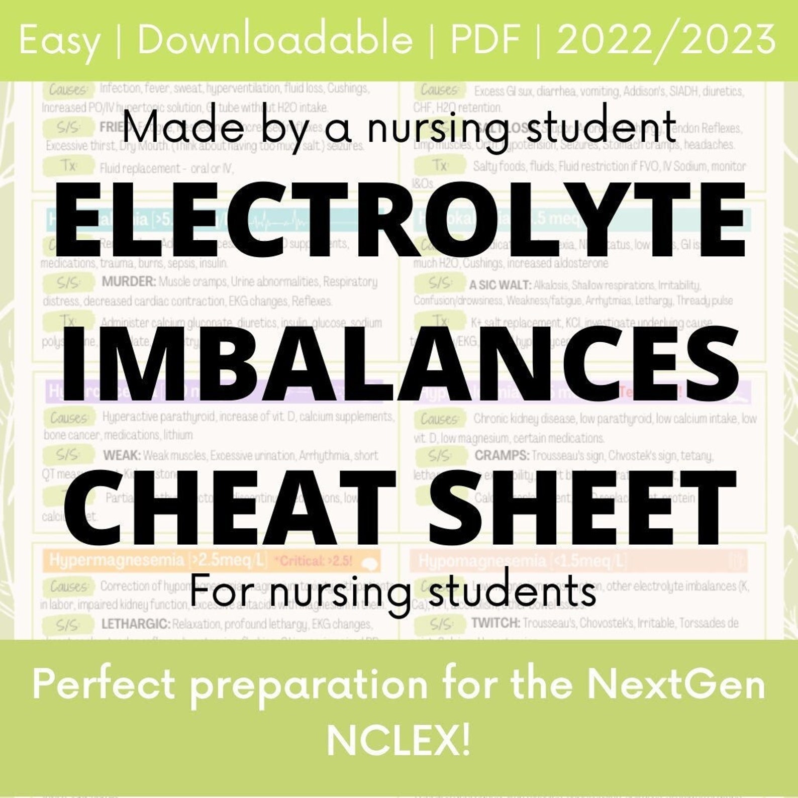 Fluid & Electrolyte Imbalance Cheat Sheet for Nursing Students! Made by ...