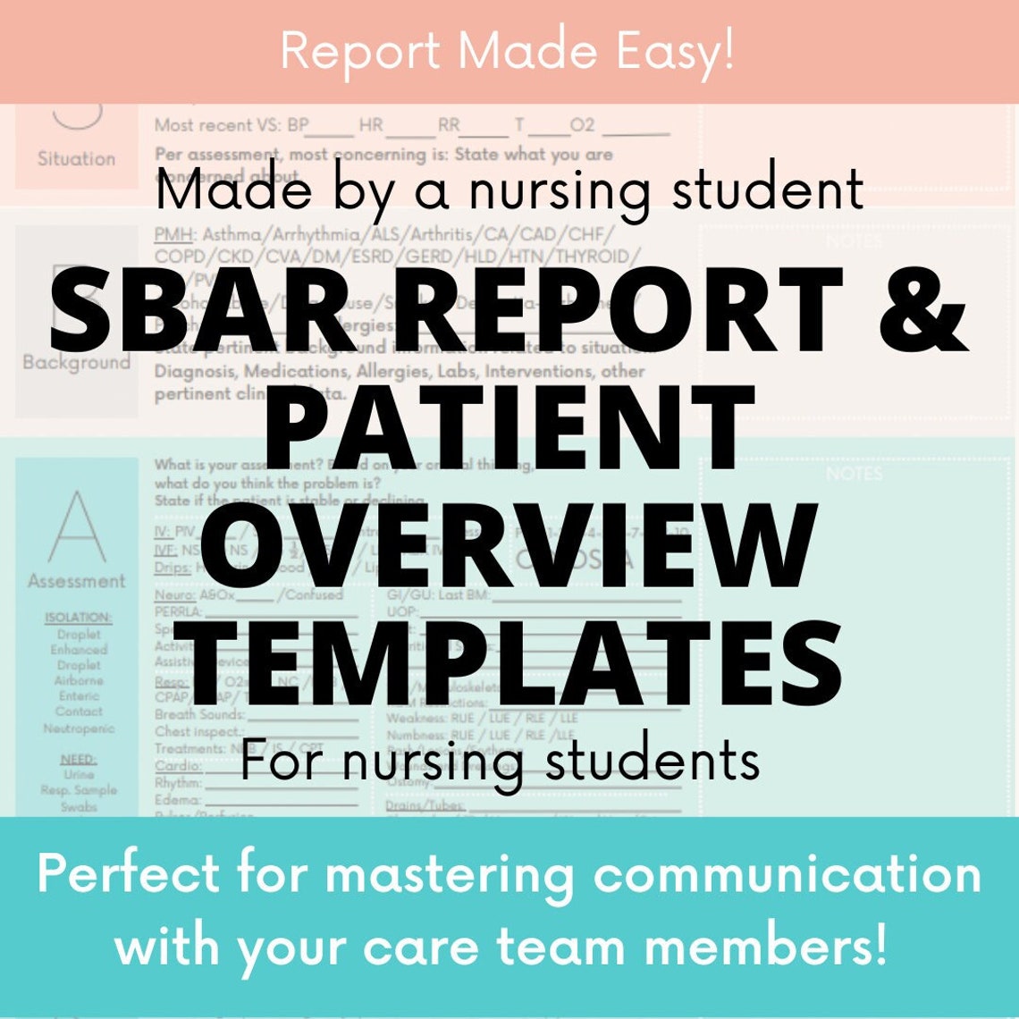 SBAR Patient Report and Patient Overview Templates for Nurses and ...