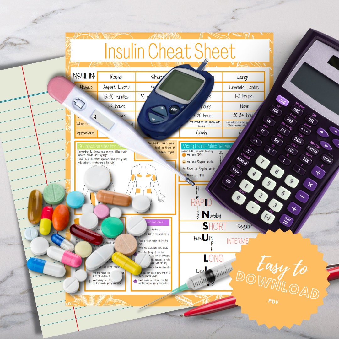 Insulin Cheat Sheet for Nursing Students! Made by a Nursing Student! - Etsy