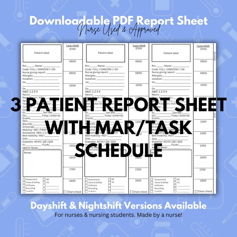 Sbar Nurse Report Sheet - Etsy