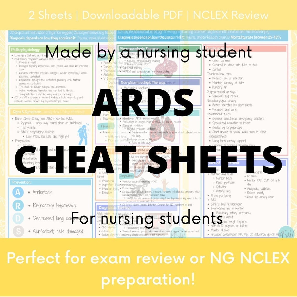 Acute Respiratory Distress Syndrome Cheat Sheets PDF! Made for Nursing ...