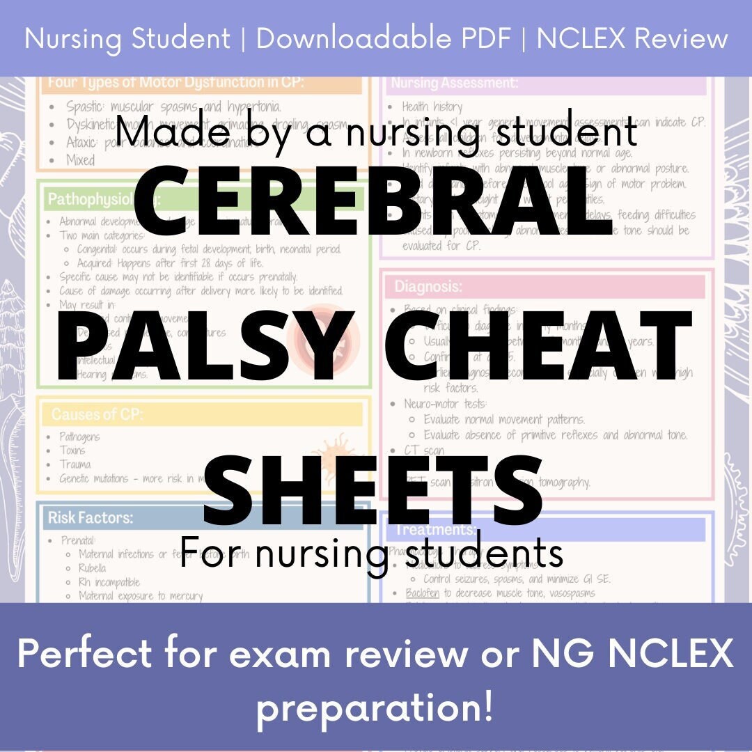 Cerebral Palsy Cheat Sheet PDF! Made for Nursing Students BY a Nursing ...