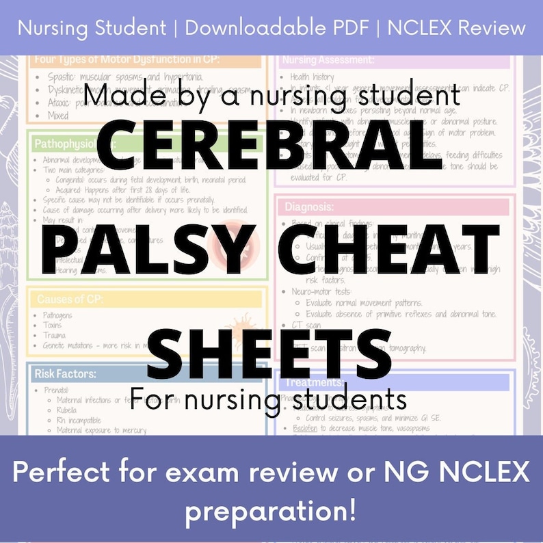 Cerebral Palsy Cheat Sheet PDF! Made for Nursing Students BY a Nursing ...