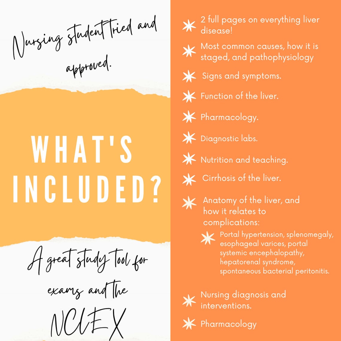 Liver Failure and Disease Cheat Sheet PDF for Nursing Students! Made by ...