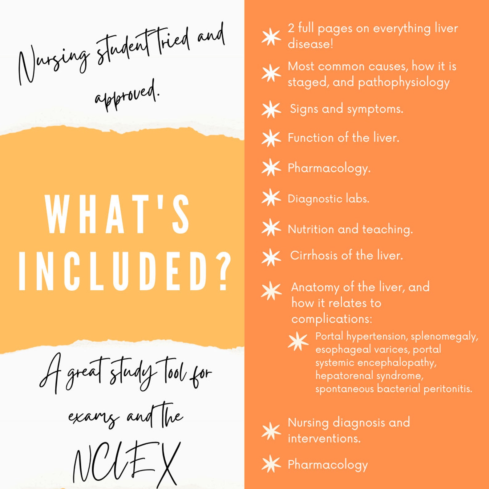 Liver Failure and Disease Cheat Sheet PDF for Nursing Students! Made by ...