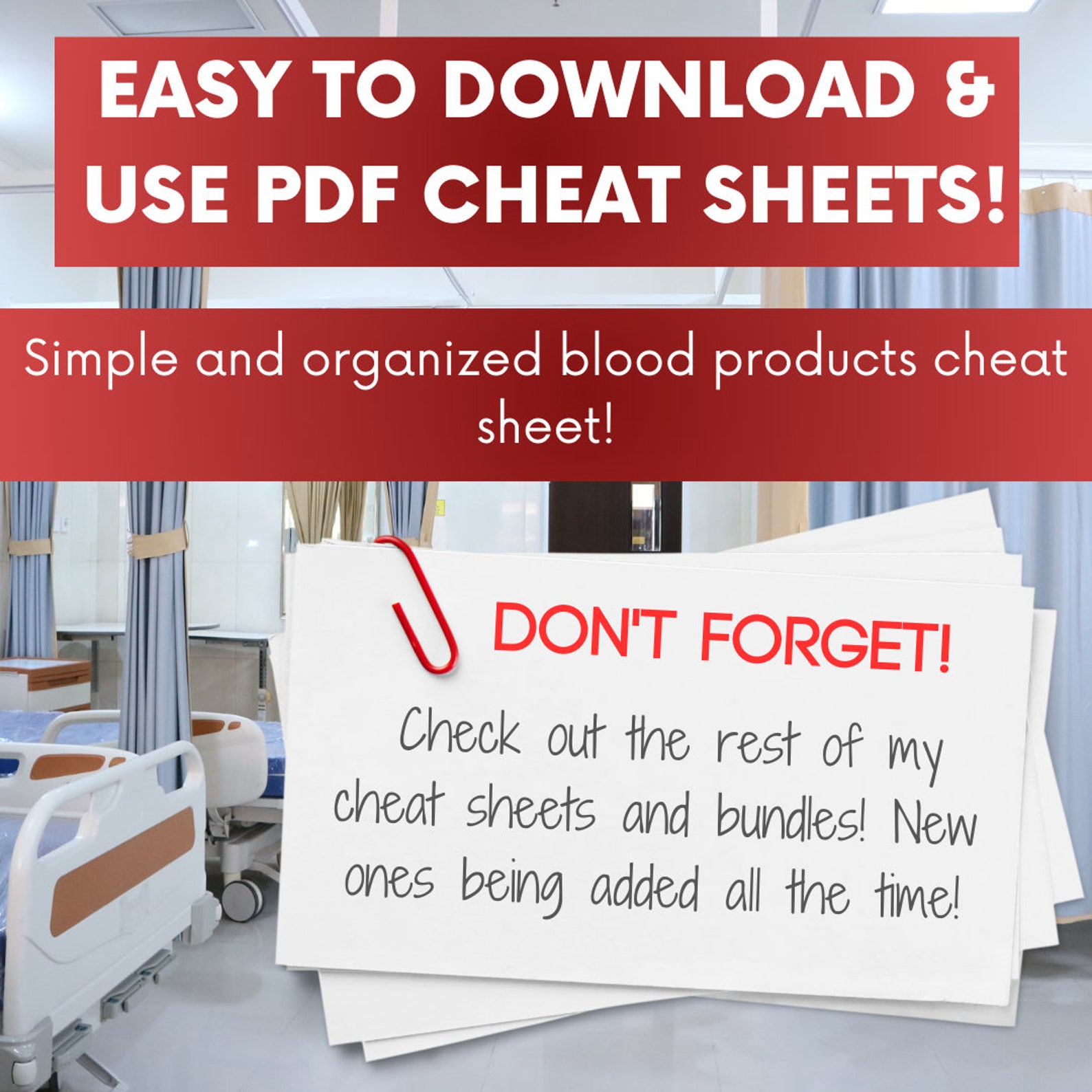 Blood Products Cheat Sheet PDF for Nursing Students! Made by a Nursing ...