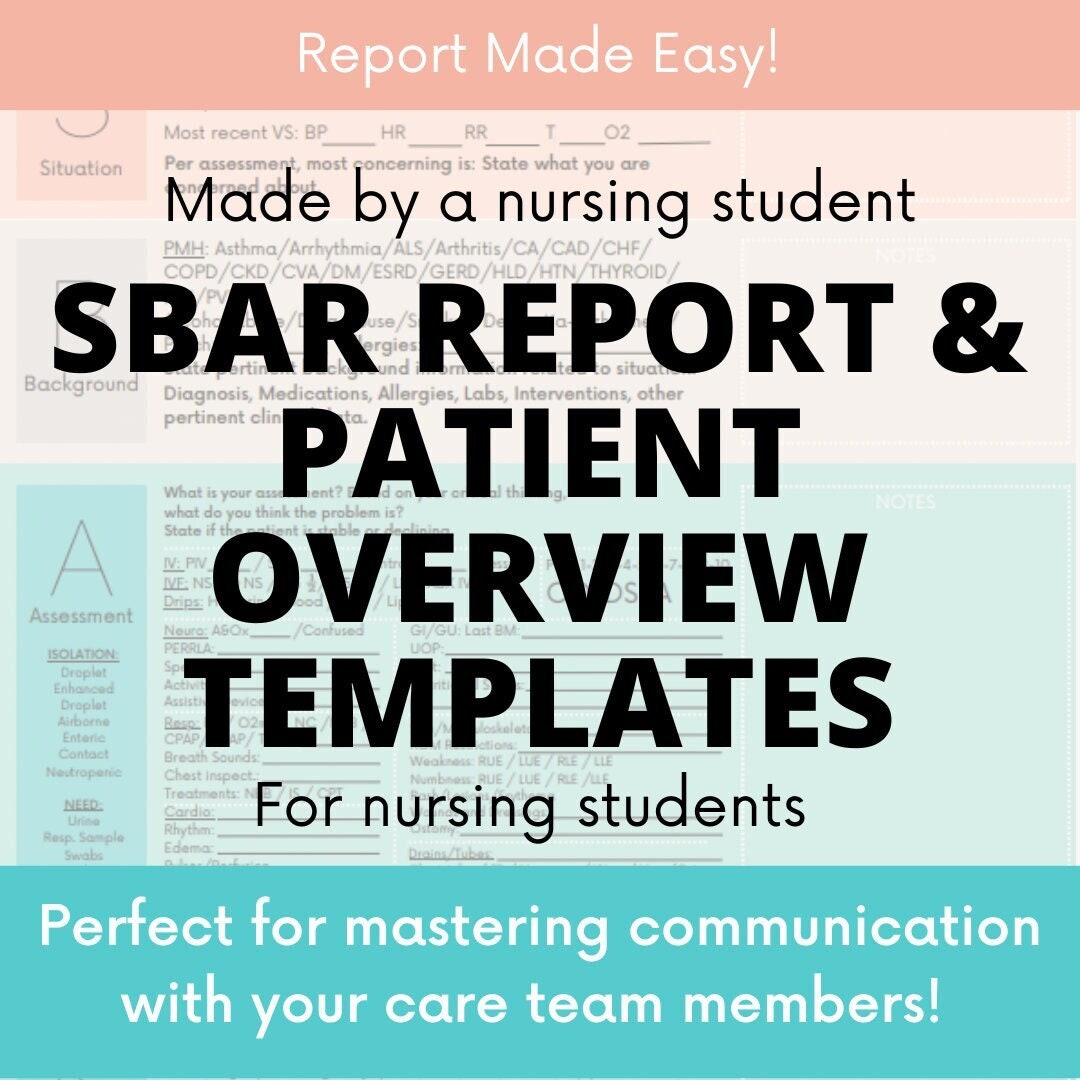 SBAR Patient Report and Patient Overview Templates | for Nurses and ...