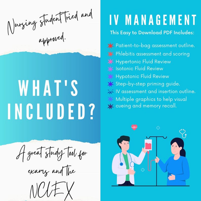 IV Management Cheat Sheet PDF! Made for Nursing Students BY a Nursing ...