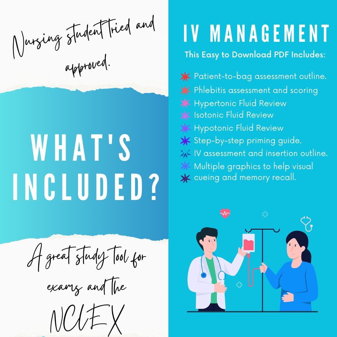 IV Management Cheat Sheet PDF! Made for Nursing Students BY a Nursing ...