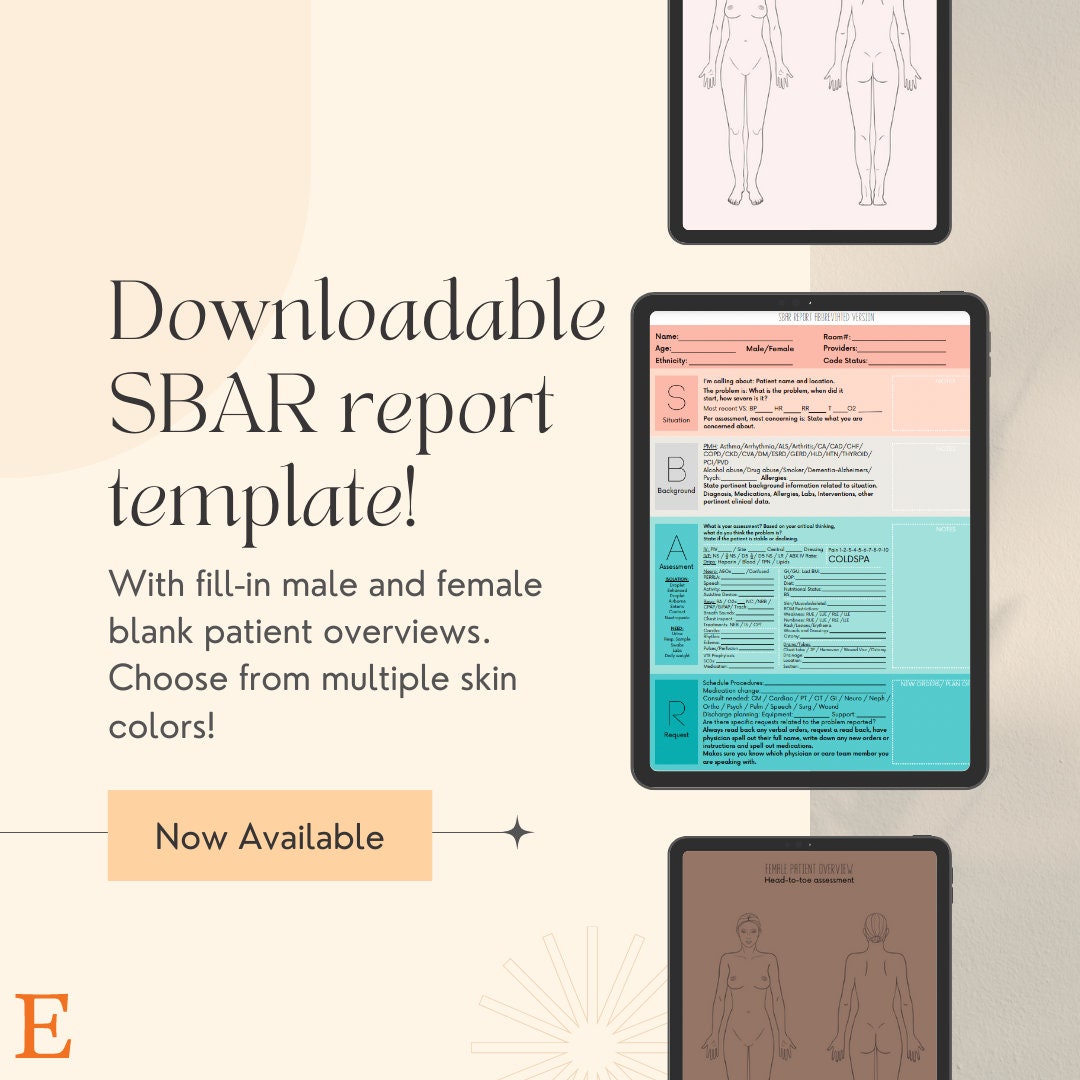 SBAR Patient Report and Patient Overview Templates | for Nurses and ...