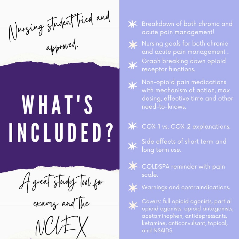 Pain Management Cheat Sheet PDF for Nursing Students Made by a Nursing ...