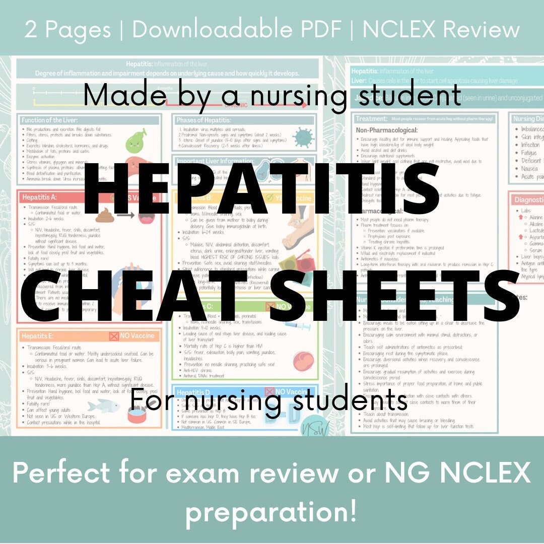Hepatitis Cheat Sheets PDF for Nursing Students Made by a Nursing ...