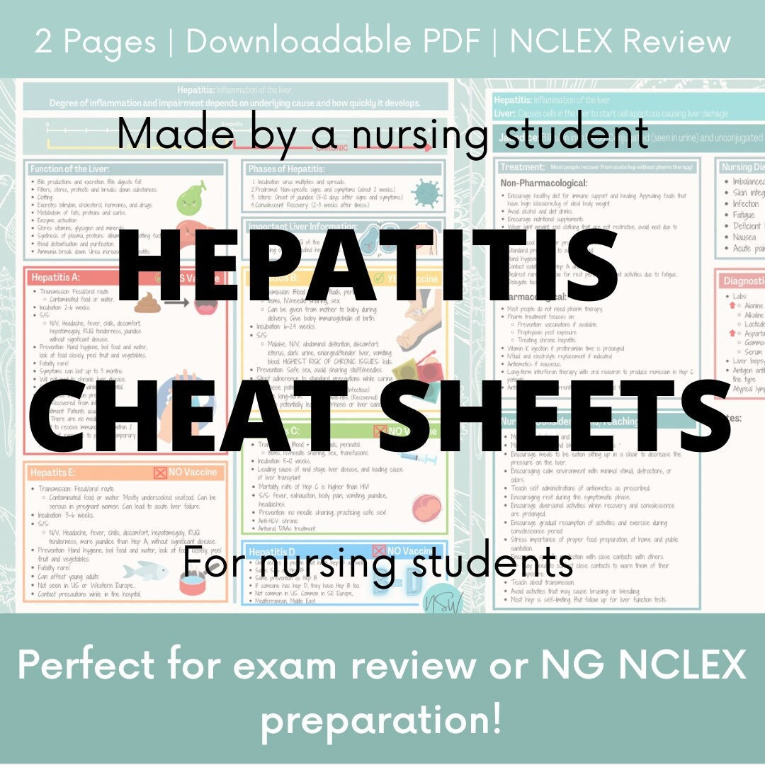 Hepatitis Cheat Sheets PDF for Nursing Students Made by a Nursing Student - Etsy