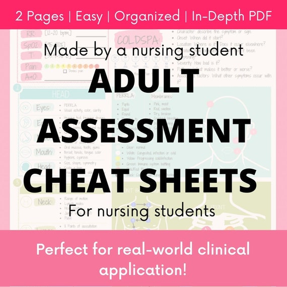 Adult Assessment Cheat Sheet for Nursing Students Made by a - Etsy Canada