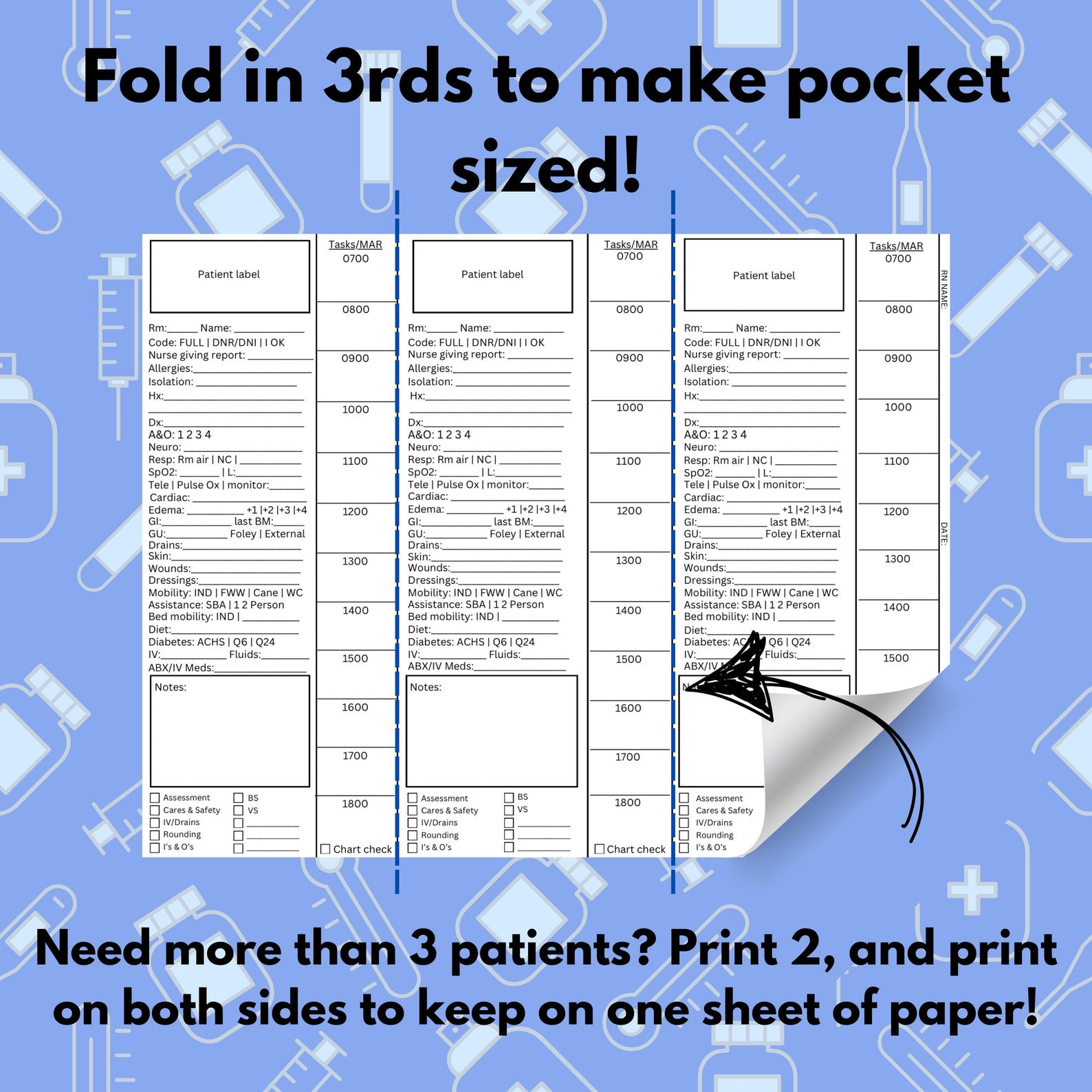 3 Patient Report Sheet With Mar/task Schedule Downloadable PDF for ...