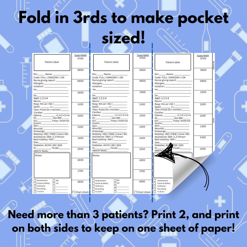 3 Patient Report Sheet With Mar/task Schedule Downloadable PDF for ...
